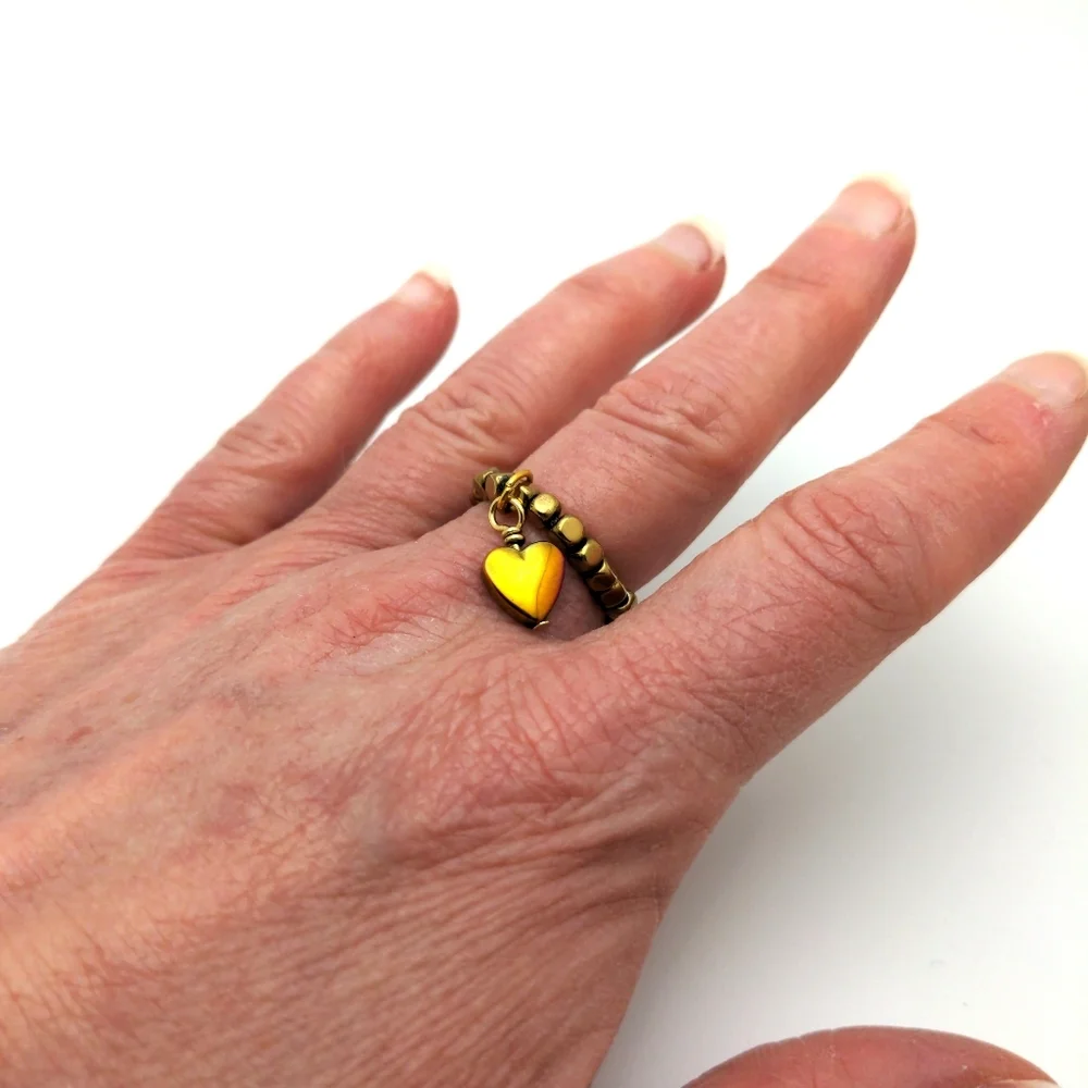Artisan, 381MidaLane | Jewelry | Dualsided Gold Heart Beaded Ring ...
